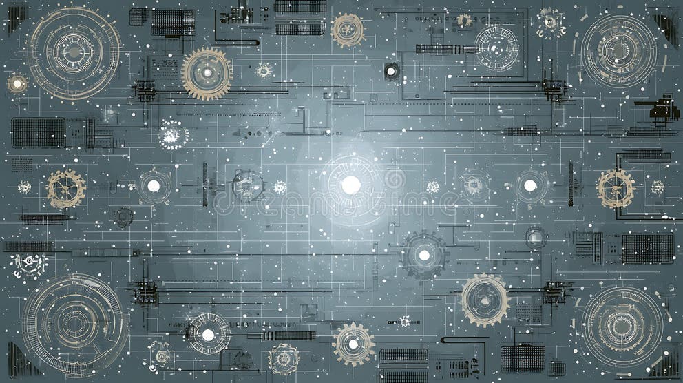 Abstract Gray Mechanical Background with Gears and Cogs Stock ...