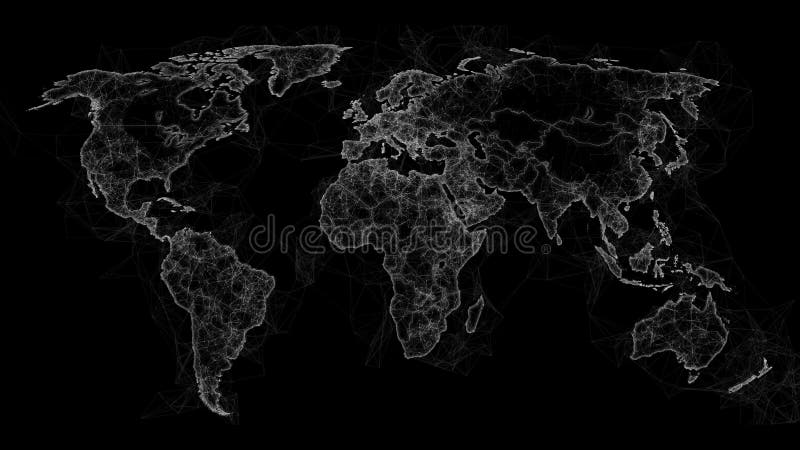 Abstract Gray Outline World Map on Black Background Stock Video - Video of detail, clean: 356897215