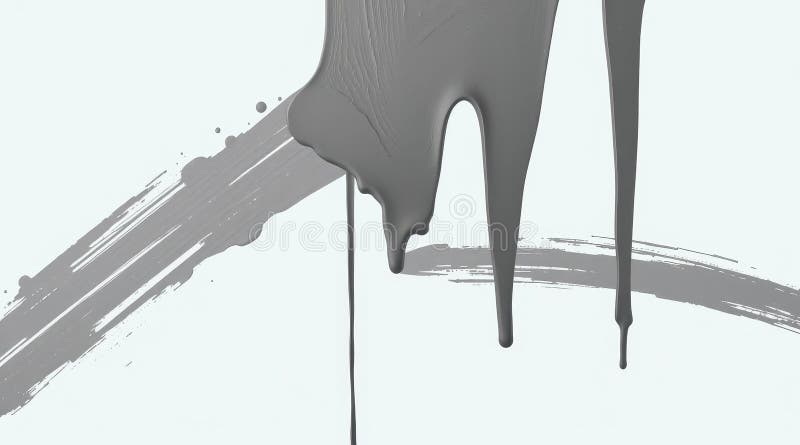 Abstract Gray Paint Drips and Strokes on a White Background Stock ...