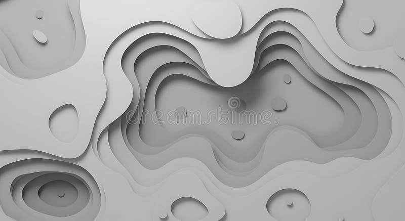 Abstract Gray Papercut Topography: 3D Render of Layered Design Stock ...
