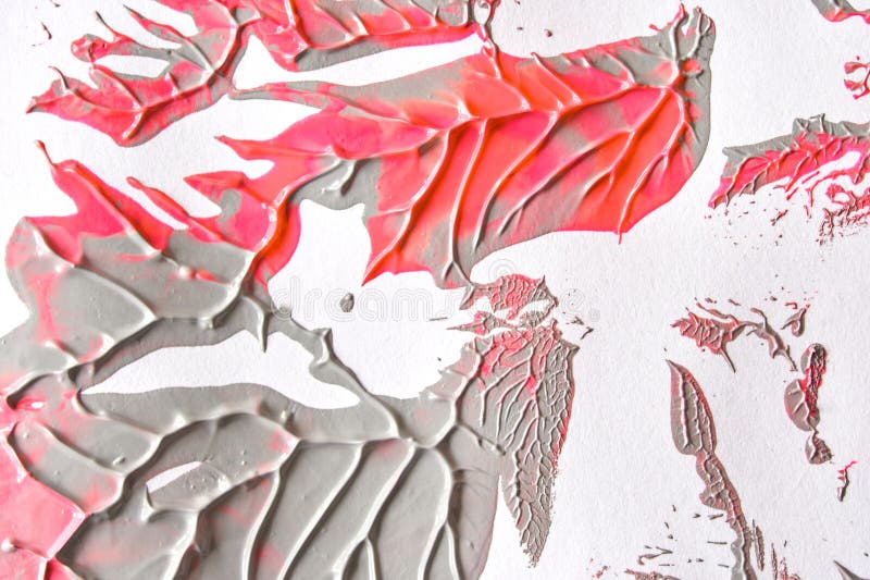 Abstract Gray and Pink Textured Paint Strokes on Canvas with Dynamic ...
