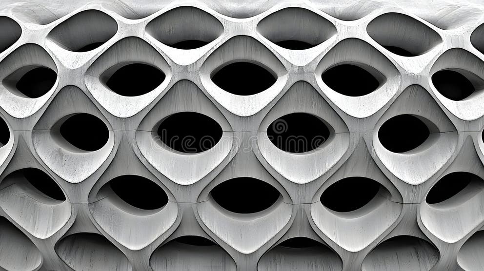 Abstract Gray Scale Textured Surface with Interconnected Oval Cutouts ...