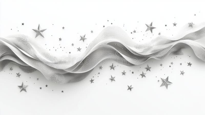Abstract Gray Scale Wavy Texture with Scattered Stars on White ...