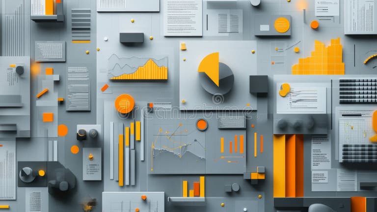 Abstract Gray Sea of Documents Reflecting Brilliance in Data Stock ...