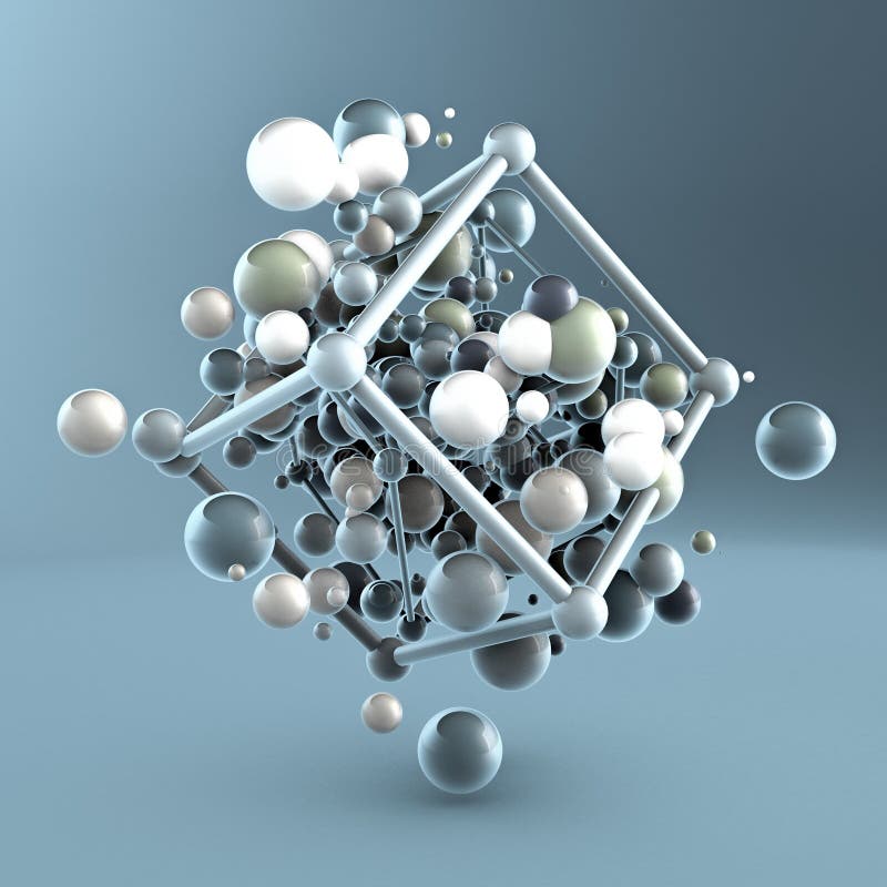 Abstract Gray Structure Background with Balls. 3d Illustration, 3d ...