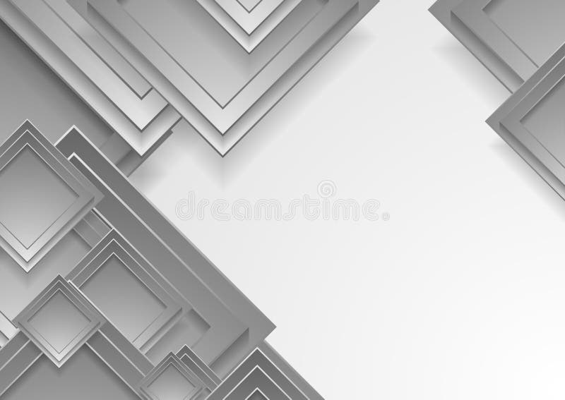 Abstract Gray Tech Geometric Squares on White Background Stock Vector ...