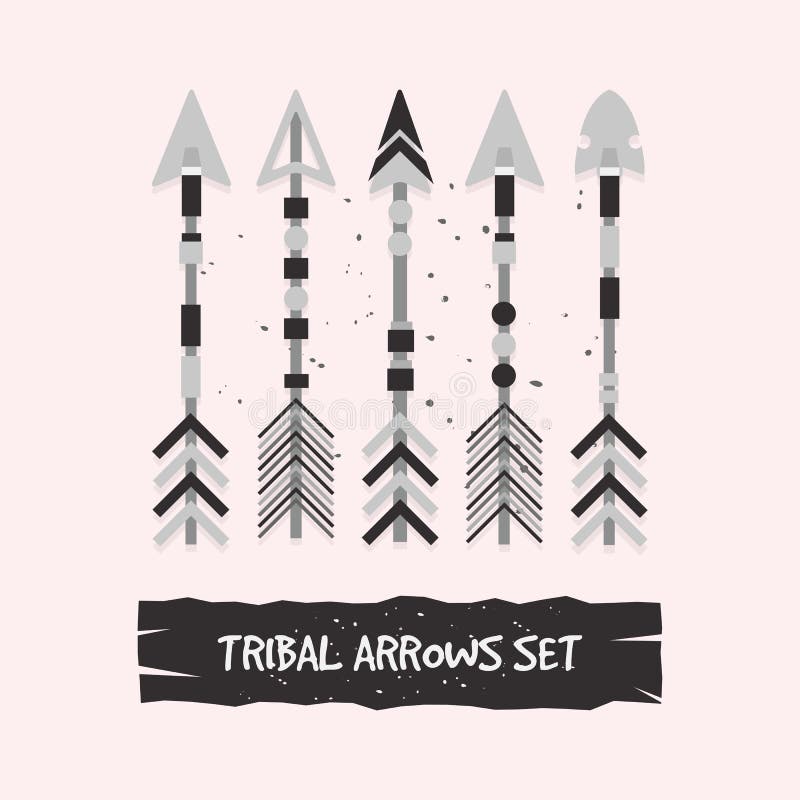 Abstract Gray Tribal Arrows Set Stock Vector - Illustration of gray ...
