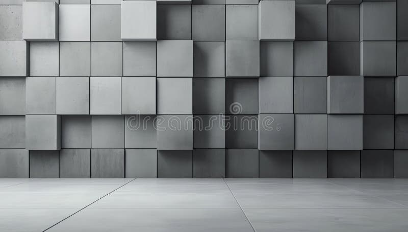 Abstract Gray Wall with Threedimensional Cube Patterns Creating a ...
