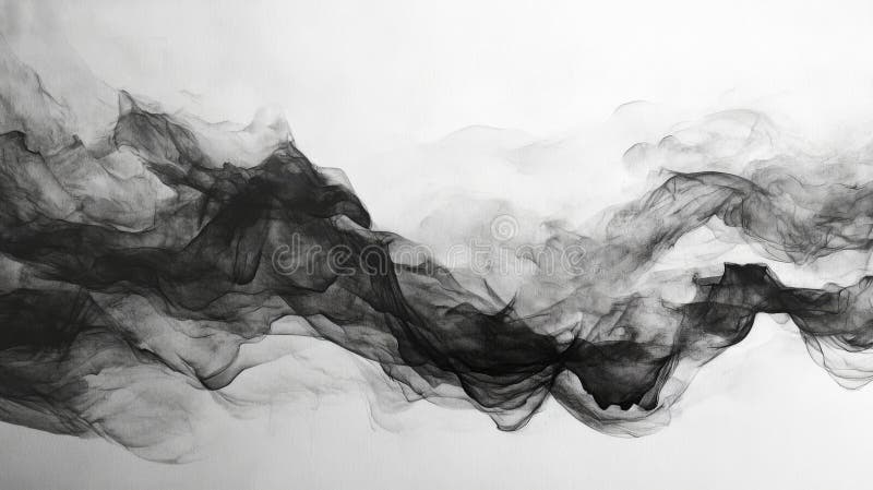 Abstract Grayscale Artwork Depicting Flowing Fabric or Smoke Stock ...