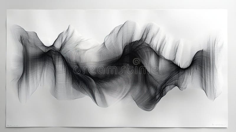 Abstract Grayscale Artwork Depicting Flowing, Wave-like Forms ...
