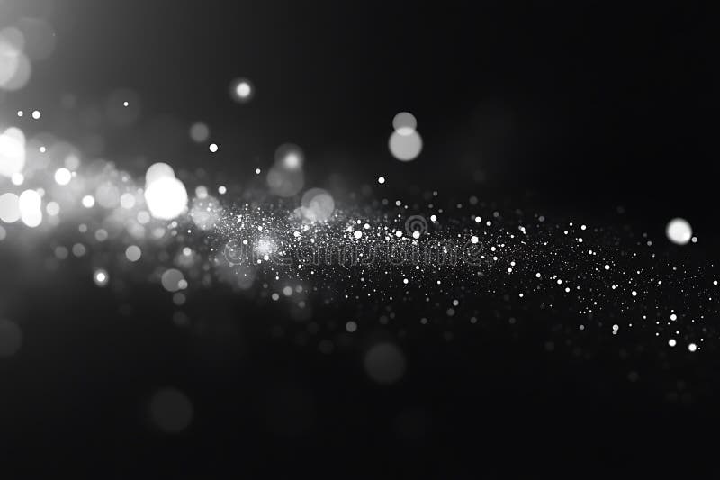 Abstract Grayscale Background with Glowing Particles and Bokeh Effect ...