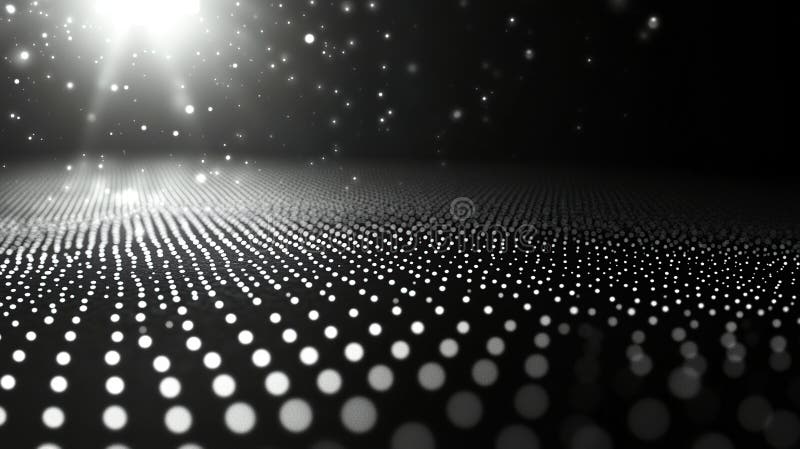 Abstract Grayscale Background with Glowing Particles and Light Source ...