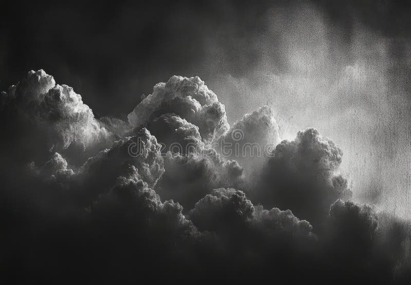 Abstract Grayscale Cloud Formation with Burst of Light Stock ...