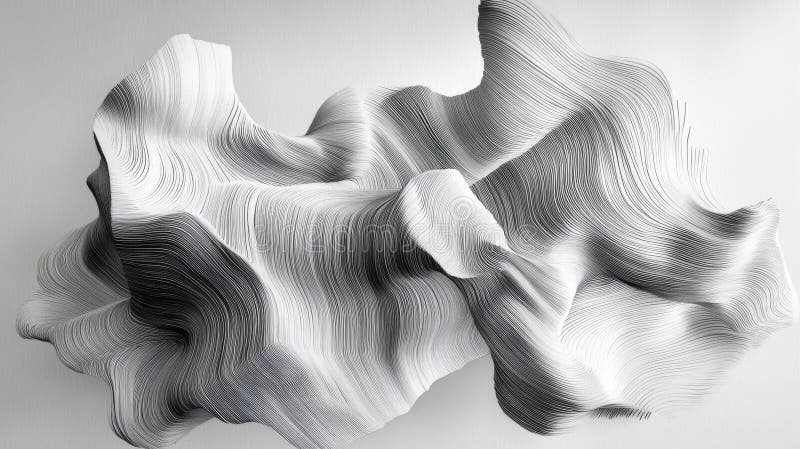 Abstract Grayscale Flowing Layered Sculptural Form Stock Illustration ...
