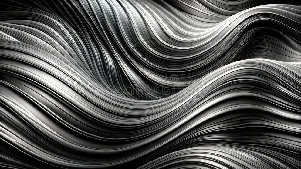 Abstract Grayscale Flowing Lines, Elegant Wave Pattern Design ...