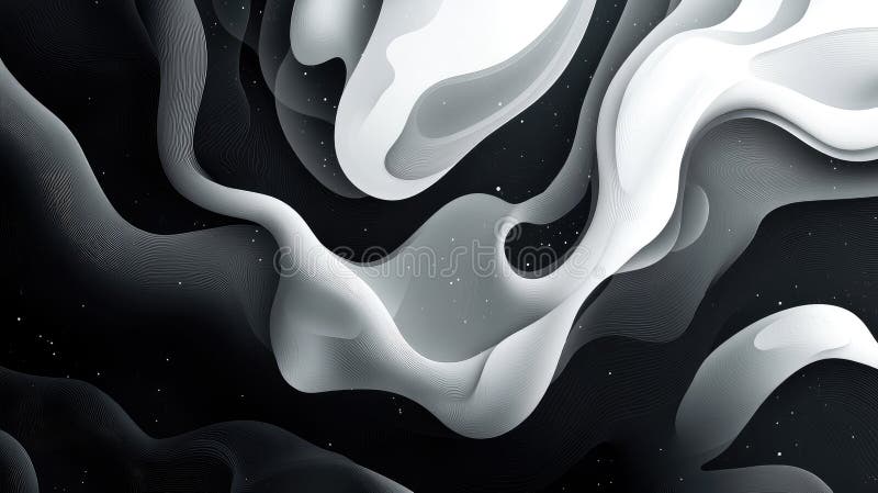 Abstract Grayscale Flowing Shapes Creating Dynamic Design Background