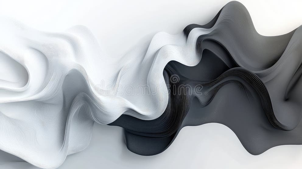 Abstract Grayscale Flowing Shapes Creating a Dynamic Design Background Stock Image - Image of ...