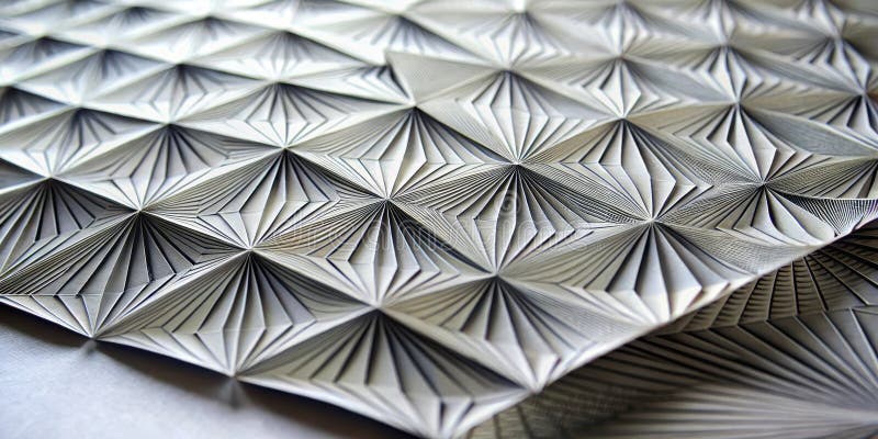 Abstract Grayscale Folded Paper Design with Geometric Patterns and ...