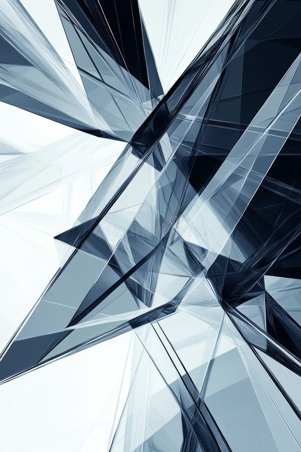Abstract, Grayscale Geometric Forms, Broken and Crystalline. Stock ...