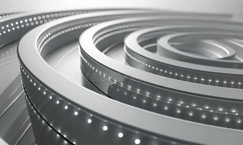 Abstract Grayscale Image Of Concentric Circles With Illuminated Edges Creating A Dynamic