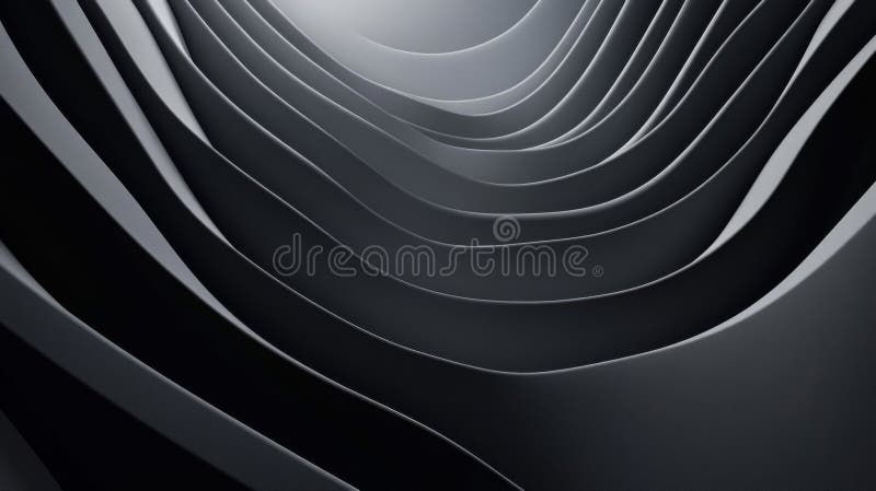 Abstract Grayscale Image of Curving Layered Forms Stock Illustration ...