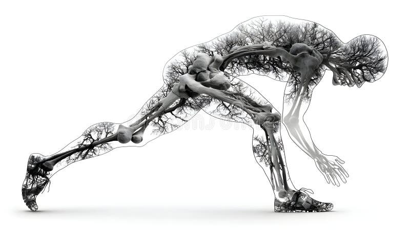 Abstract Gray Human Figure in Running Pose Stock Illustration ...
