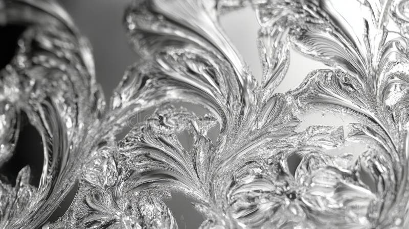 Abstract Grayscale Image of Swirling Frost Patterns Stock Illustration ...