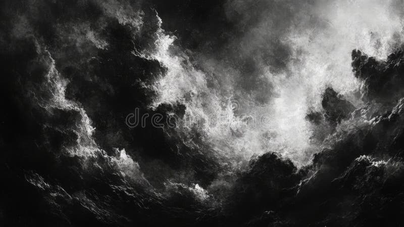 Abstract Grayscale Image of Turbulent Waves and Clouds Stock ...