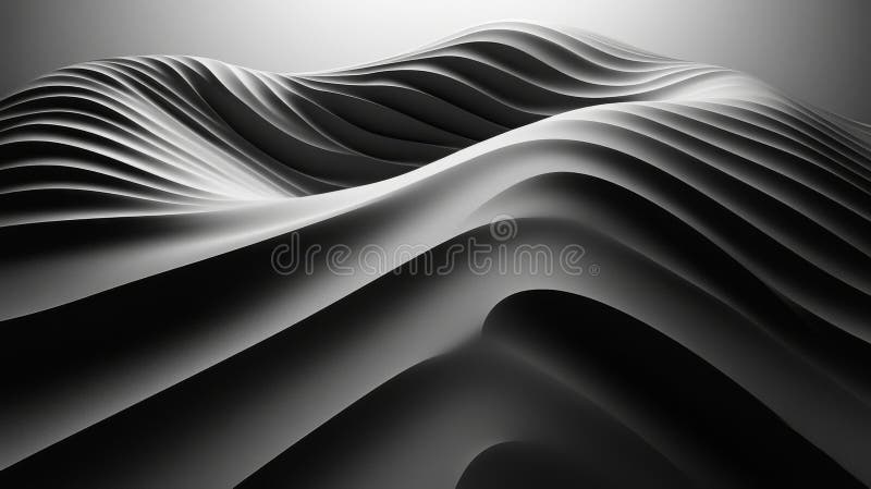 Abstract Grayscale Image of Undulating Layered Forms Stock Illustration ...