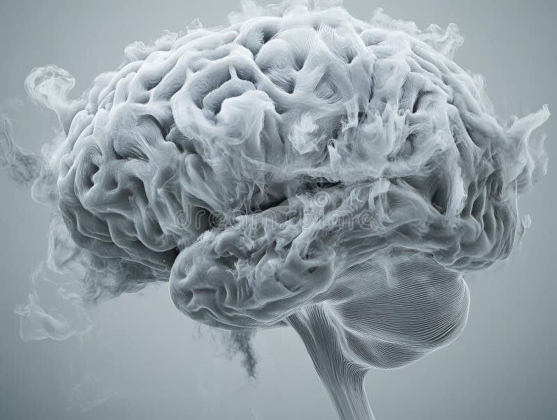 Abstract Grayscale Rendering of a Brain Structure Symbolizing ...