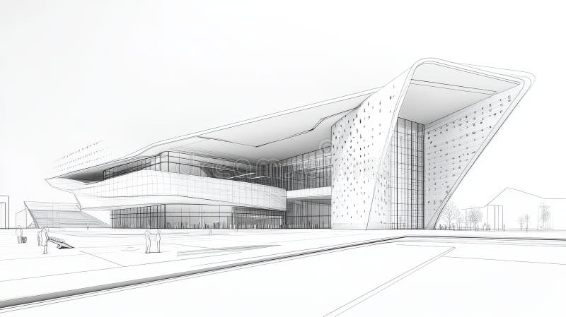 Abstract Grayscale Rendering of Modern Angular Building Stock ...