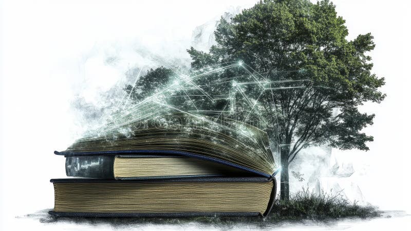 Abstract Grayscale Rendering of Modern House Partially Hidden by Lush ...