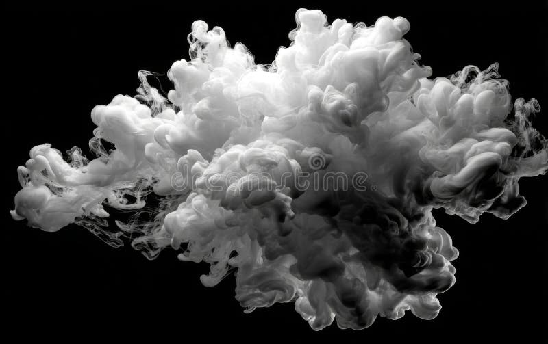 Abstract Grayscale Smoke Cloud on Black Background Stock Illustration ...