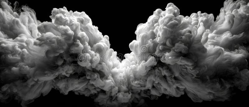 Abstract Grayscale Smoke Clouds on Black Background Stock Illustration ...