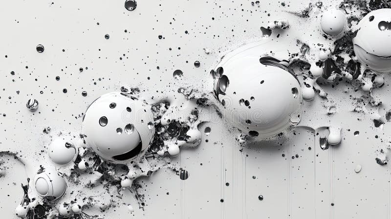 Abstract Grayscale Spheres and Splatters Stock Image - Image of ...