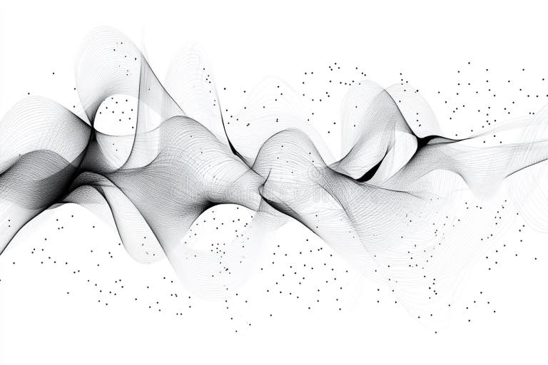 Abstract Grayscale Wave Design with Small Dots Scattered Across a White ...