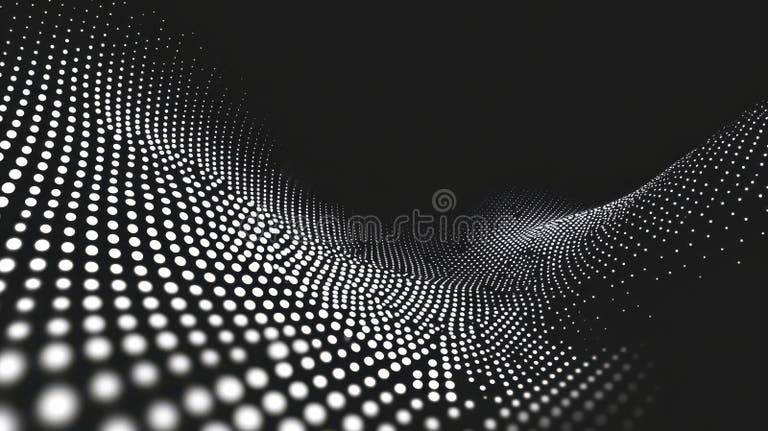 Abstract Grayscale Wave Pattern with White Dots on Black Background ...