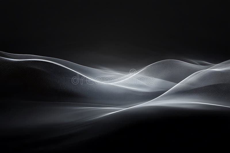 Abstract Grayscale Waves on Dark Background Stock Illustration ...