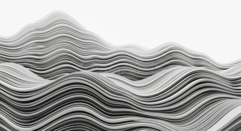 Abstract Grayscale Wavy Lines Forming a Mountainlike Landscape Stock ...