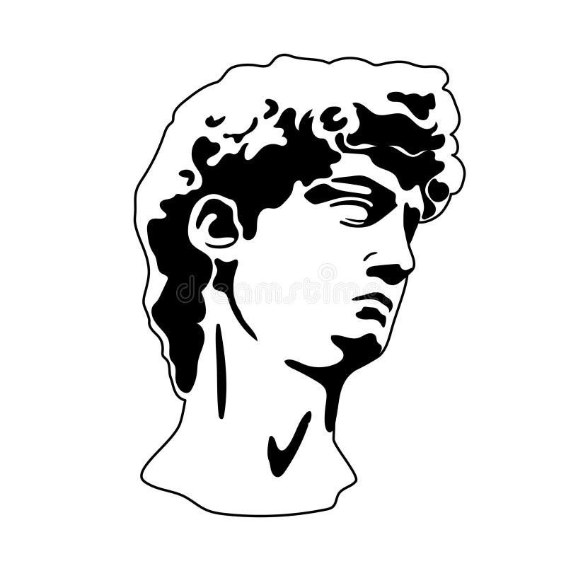 Abstract Greek Ancient Sculpture of Head. Vector Hand Drawn ...