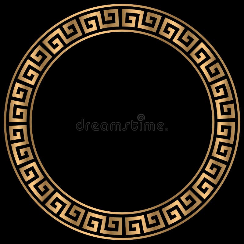 Abstract Greek Key Border. Elegant Gold Circle Frames Patterns. Golden ...