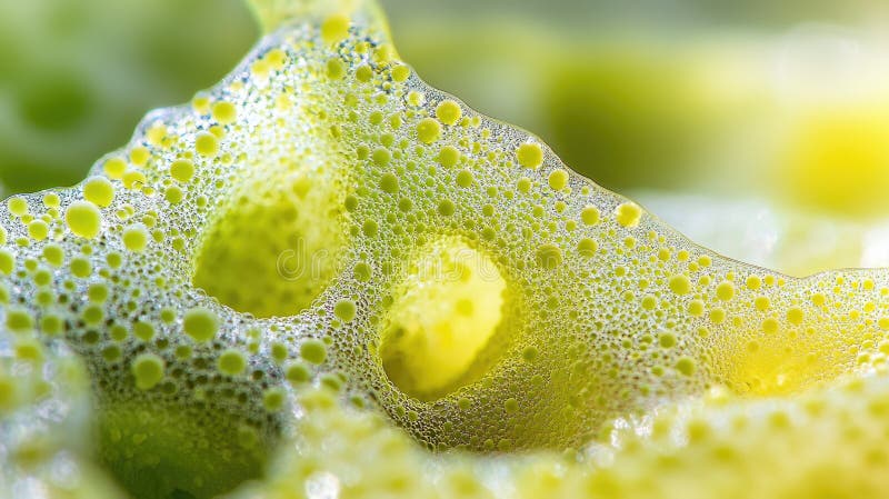 Closeup of a Green Algae with Air Bubbles Stock Photo - Image of cycle ...