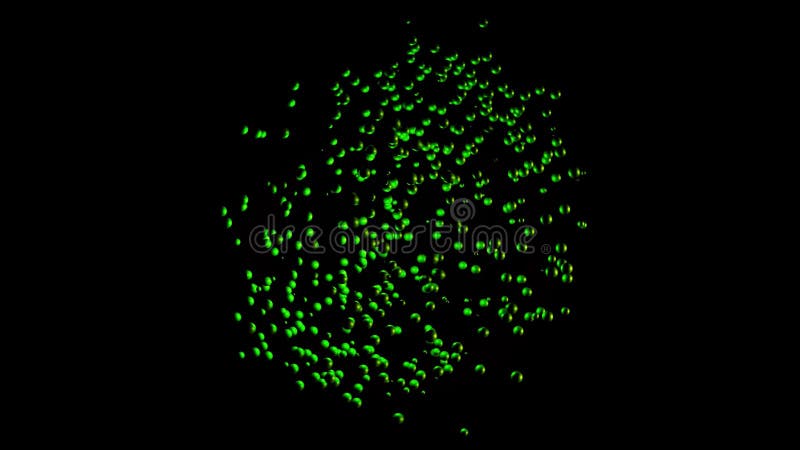 Abstract Green Atom Cloud Swaying on Black Background, Seamless Loop ...