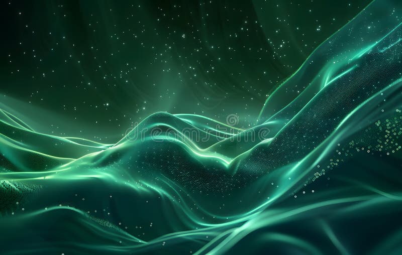 Abstract Green Aurora Light Effect with Glowing Edge Stock Illustration ...