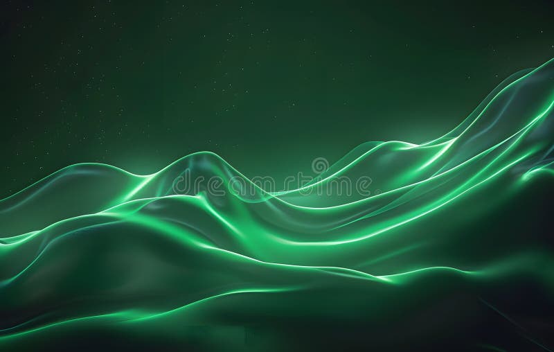 Abstract Green Aurora Light Effect with Glowing Edge Stock Illustration ...