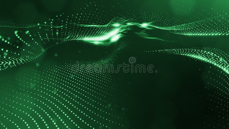 Abstract Green Background As a Loopable Sequence with Glow Particles and Depth of Field. 3d ...