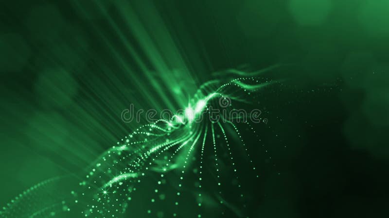 Abstract Green Background As a Loopable Sequence with Glow Particles and Depth of Field. 3d ...
