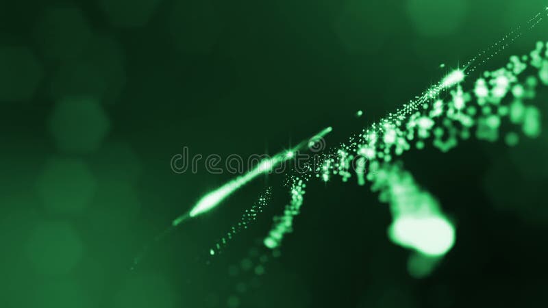 Abstract Green Background As a Loopable Sequence with Glow Particles and Depth of Field. 3d ...