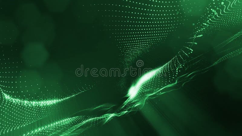 Abstract Green Background As a Loopable Sequence with Glow Particles and Depth of Field. 3d ...