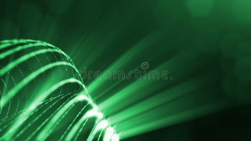 Abstract Green Background As a Loopable Sequence with Glow Particles and Depth of Field. 3d ...